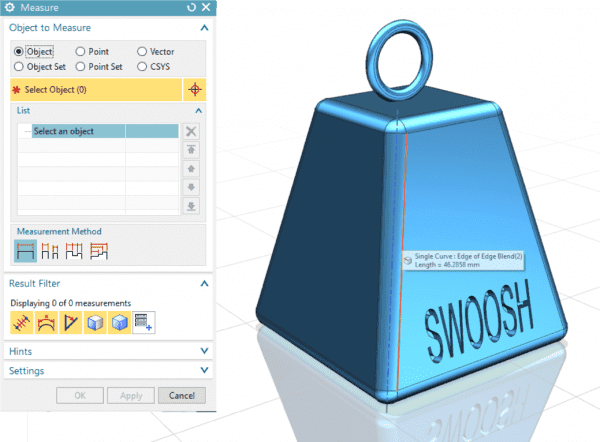 How to use the Measurement Command in NX | Siemens NX CAD Tutorial