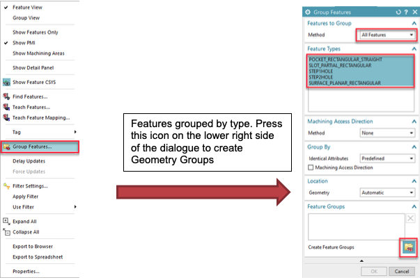 Feature Recognition & Grouping in Feature Based Machining | NX CAM